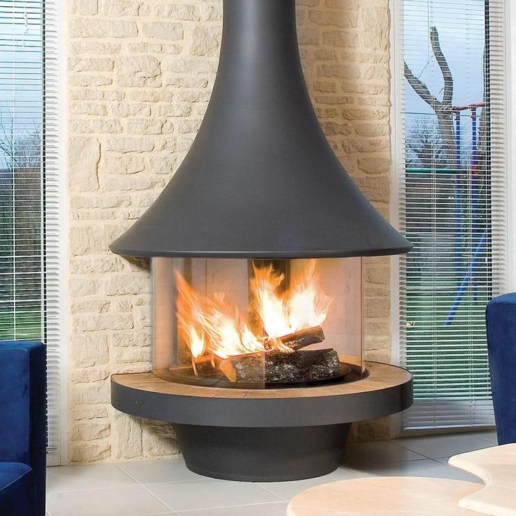 Bordelet EVA 992 Wall Mounted Wood Fireplace - Intense Black, Grey Col ...