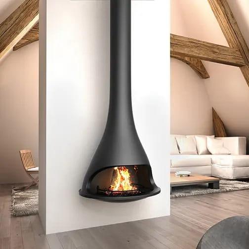 Bordelet TATIANA 997 Wall Mounted Hanging Wood Fireplace - Intense Bla ...